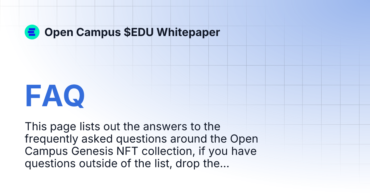 FAQ | Open Campus $EDU Whitepaper